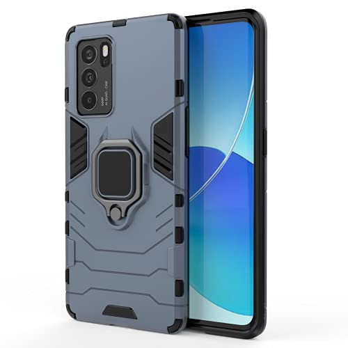 QiongNi Case for Oppo Reno 6 Pro 5G Case Cover,Magnetic Car Mount Bracket Shell Case for Oppo Reno 6 Pro 5G PEPM00 Case Blue