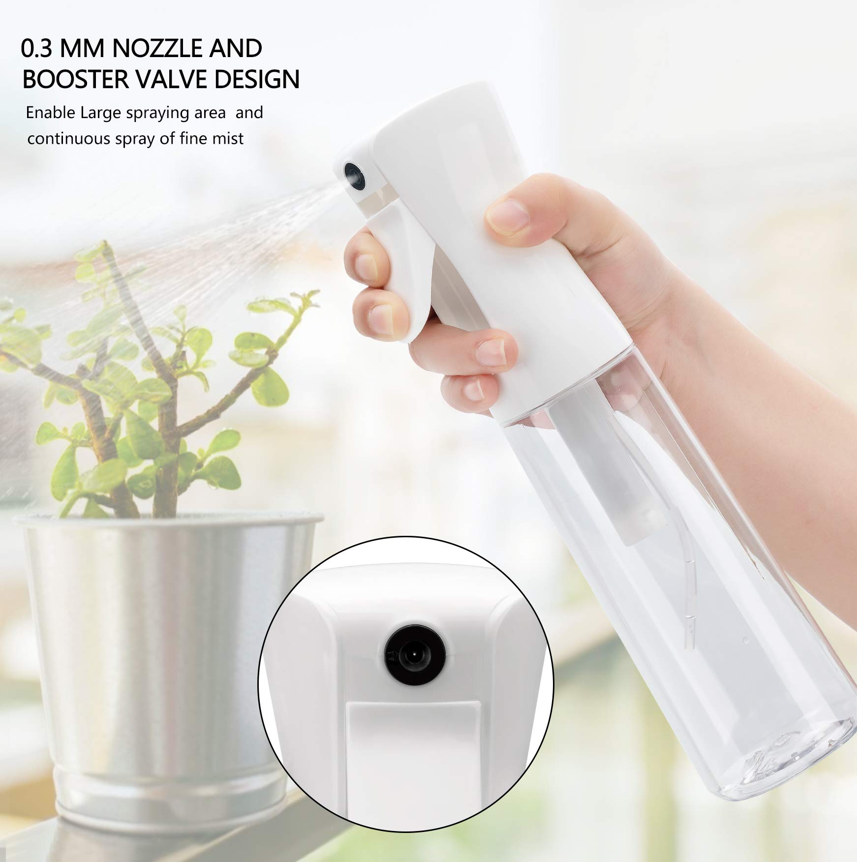 Dlala Fine Mist Spray Bottles for Hair Empty Plastic Trigger Spray Bottle Refillable Hair Sprayer Bottle 2 Pack 5.4oz/ 10oz for Hairdressing, Plant Watering, Ironing and Cleaning (Transpracy)