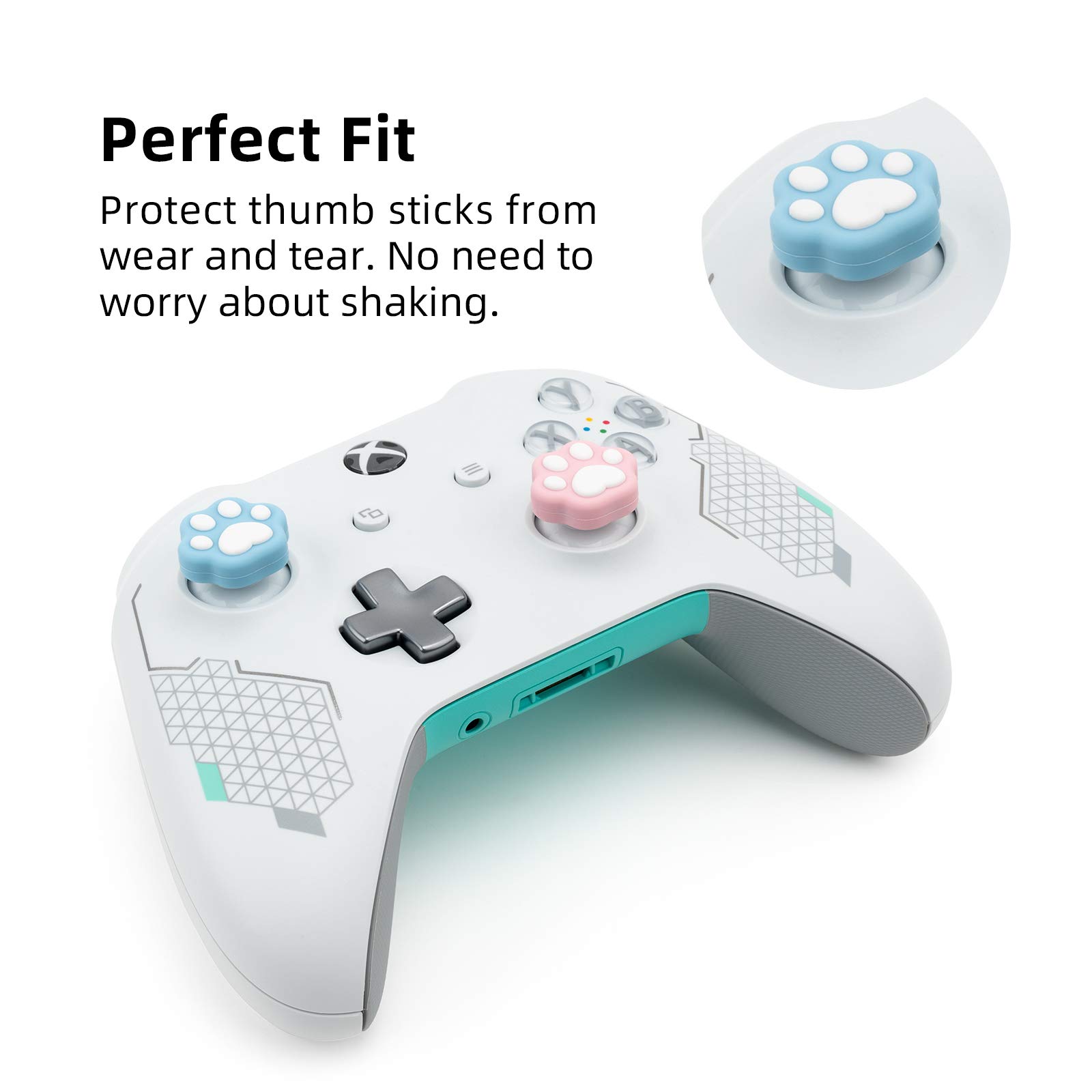 GeekShare Cat Paw Controller Thumb Grips, Thumbsticks Cover Set, 2 Pair / 4 Pcs-Cat Paw Shape (for Xbox)