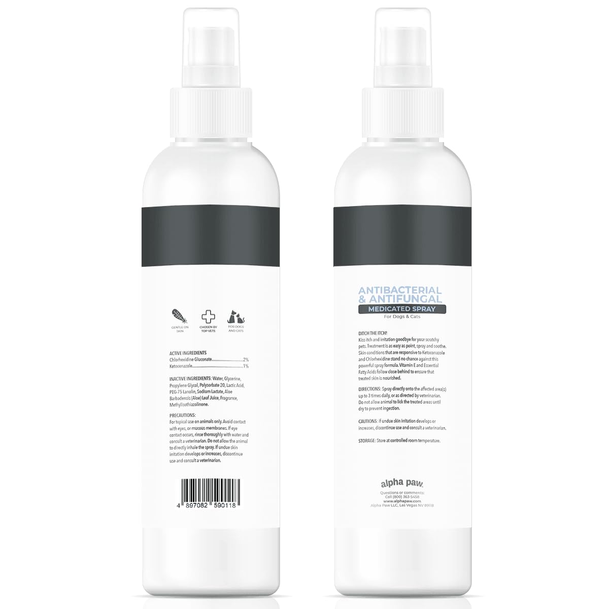 Smiling Paws Pets Advanced Chlorhexidine & Ketoconazole Spray for Cats & Dogs Spray 8oz