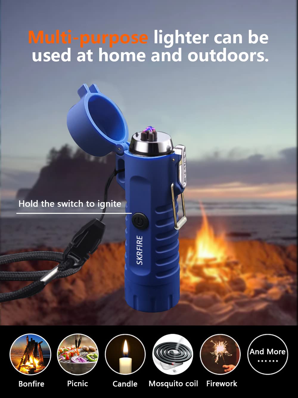 Electric Lighter Waterproof,Arc Lighter Plasma Lighter with LED Flashlight,Rechargeable USB Lighter Flameless Electric Lighters Outdoor(Camouflage)
