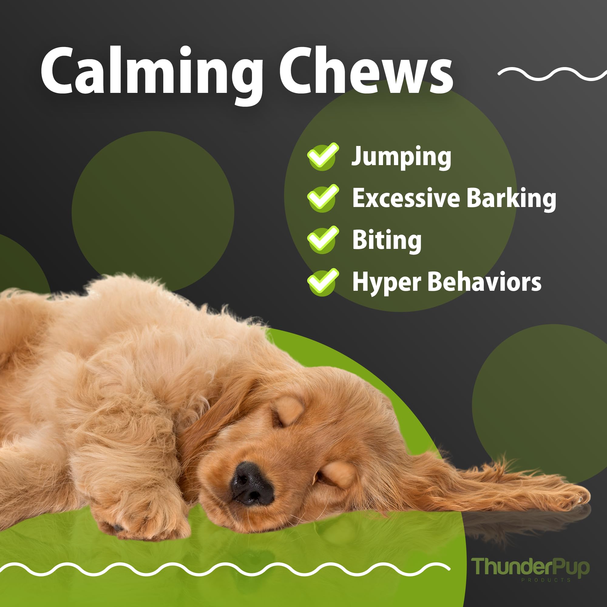 ThunderPup Premium Hemp Chews | Natural Calming Hemp Treats for Thunderstorms, Fireworks, Separation, & Traveling | Hip and Joint, Immune, & Overall Health Support, Chamomile & Valerian Root.