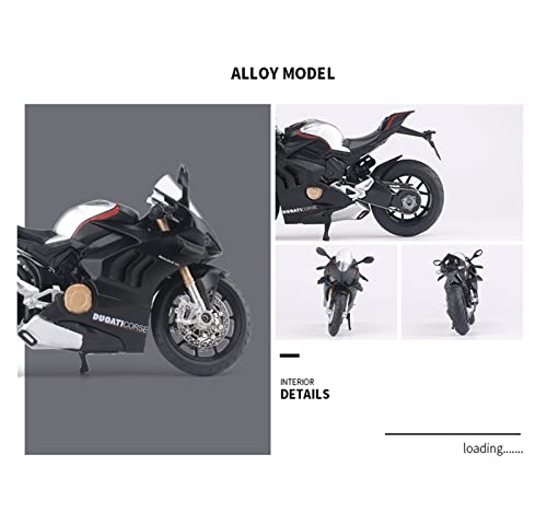 SQFZLL Die Cast Motorcycle Model 1:12 Dukadi V4S Panigale Die-cast Motorcycle Model Model Replica with Sound and Light Birthday Present for Friends