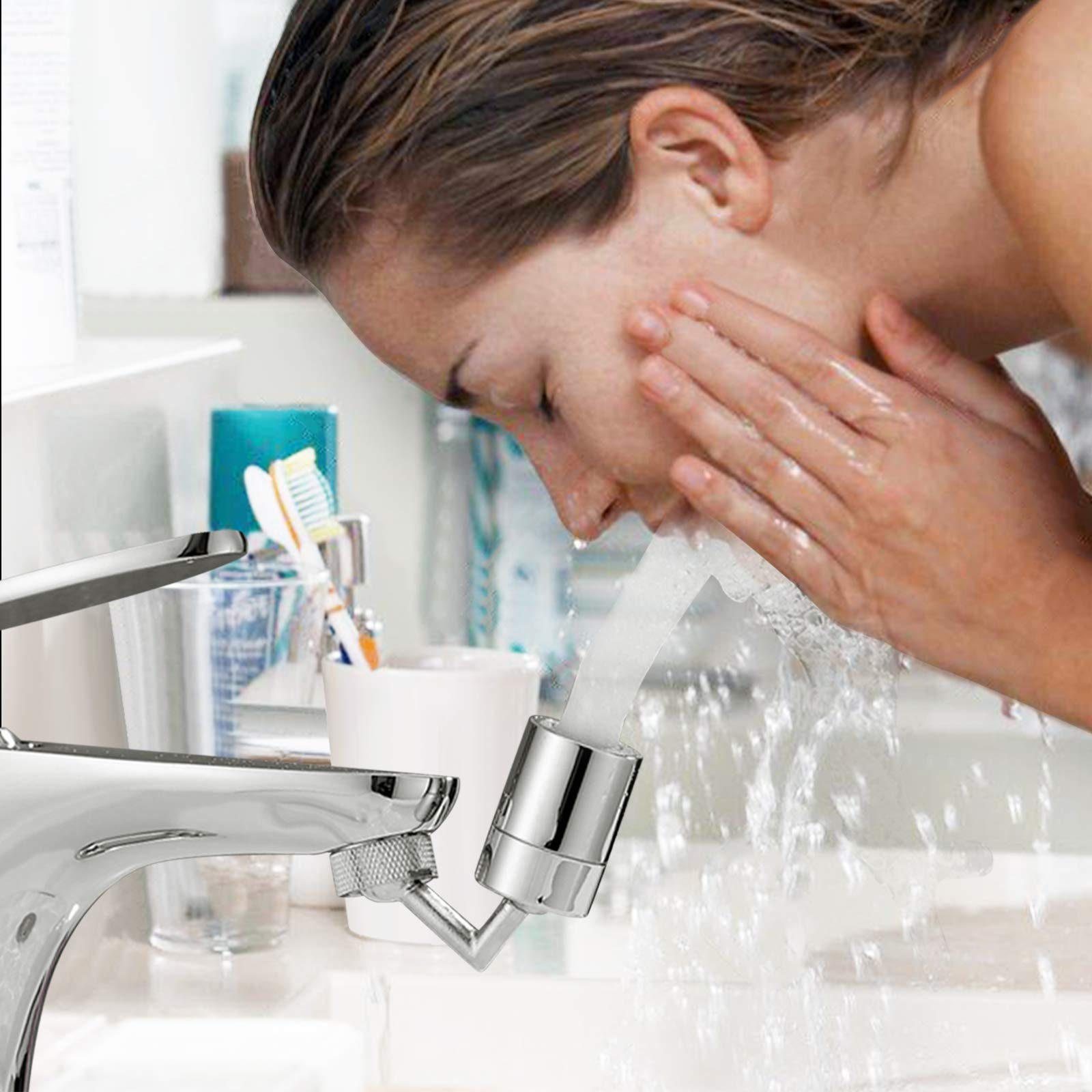 Ecledo Faucet Water Filters Nozzle 720°rotatable Water Universal Splash Filter Faucet Anti-Splash, Oxygen-Enriched Foam, Four-Layer Mesh Filter, Leak-Proof with Double O-Ring