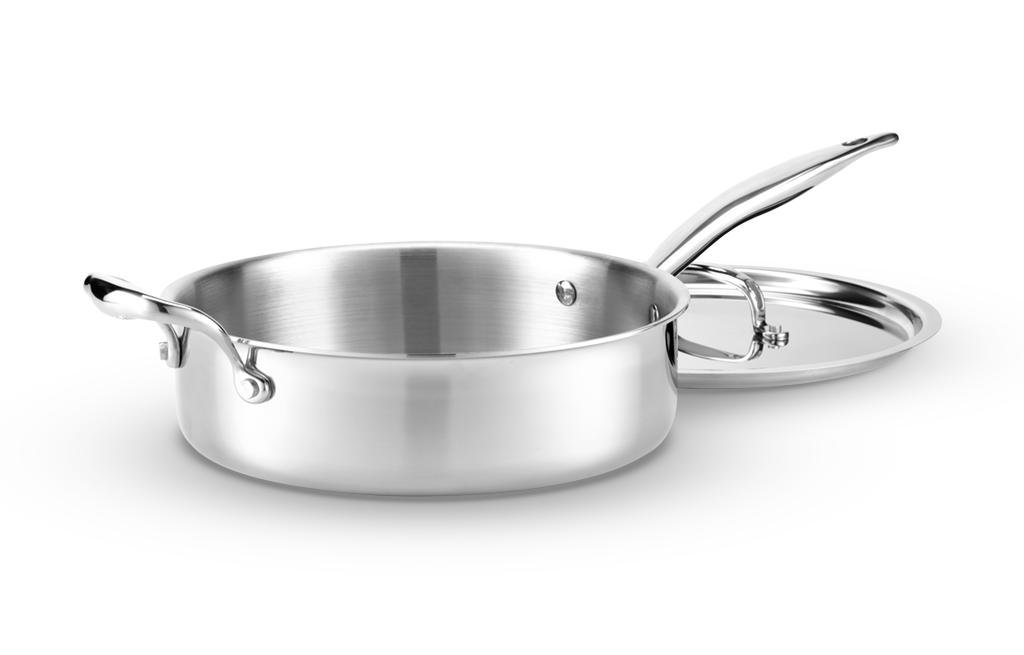 Heritage Steel 4 Quart Sauté Pan with Lid - Titanium Strengthened 316Ti Stainless Steel with 5-Ply Construction - Induction-Ready and Fully Clad, Made in USA