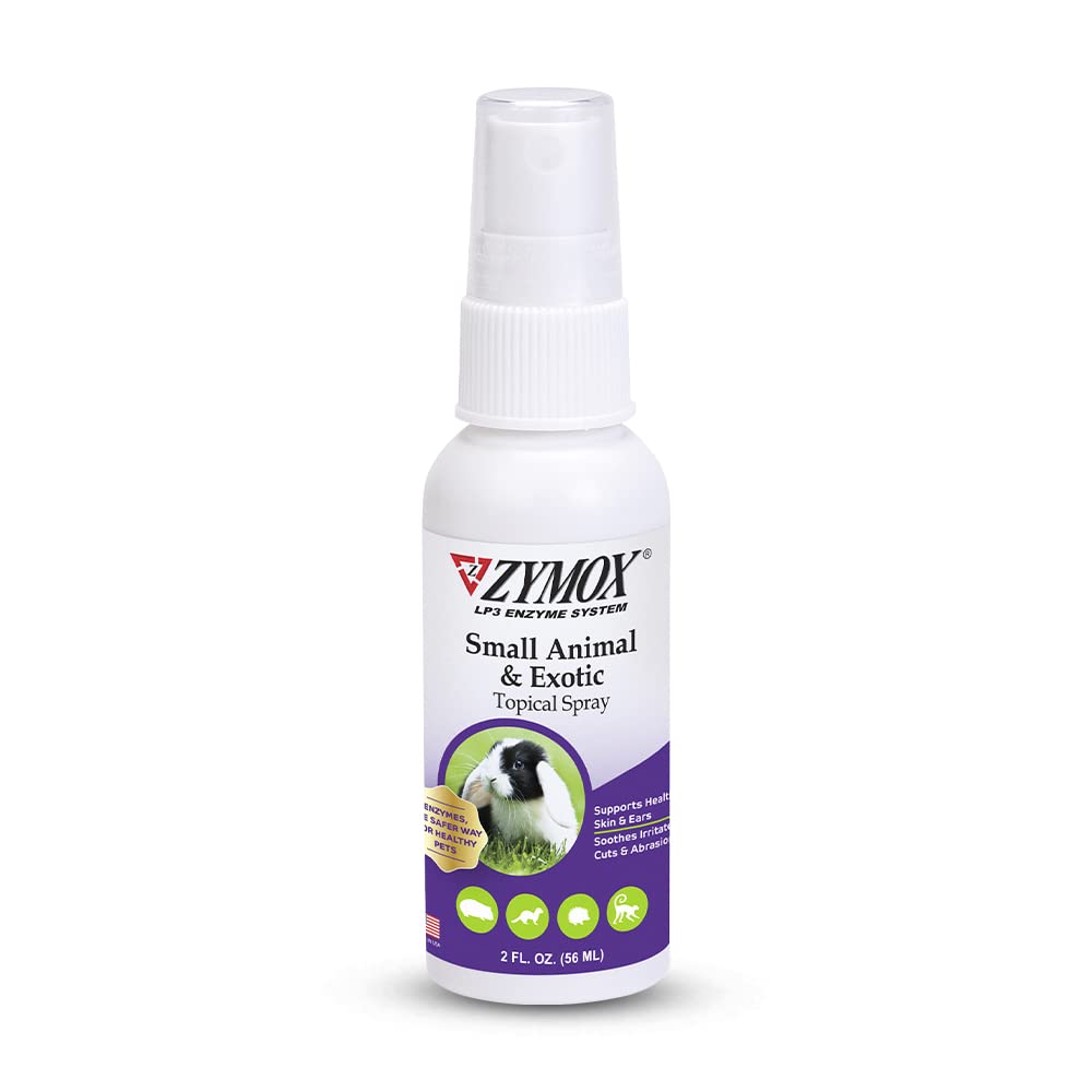 Zymox Small Animal & Exotic Topical Spray, 2 oz. β Supports Healthy Skin for Dog, Cat, Rabbit, Guinea Pig, Ferret, Hamster, Chinchilla, Monkey