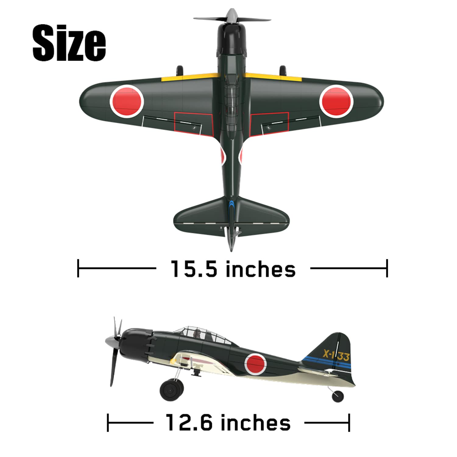 Fremego RC Plane VOLANTEX A6M Zero Fighter 2.4G 4CH Romote Control Airplane with 6-Axis Gyro Stabilizer Aerobatic 2 Batteries