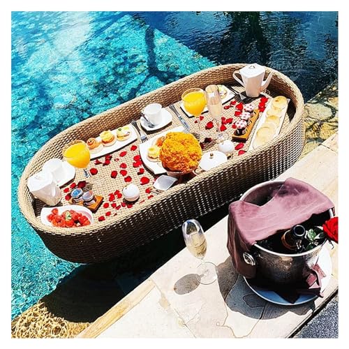 Floating Tray Floating Pool Tray Oval Rattan Swimming Pool Floating Plate, for Pool Beach Party Or Hot Tub Float Loung