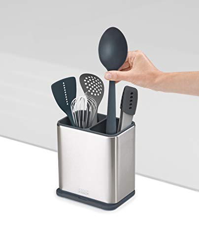 Joseph Joseph 85161 Utensil Holder with Removable Spoon Surface Kitchen Accessory, One-size, Stainless Steel/Dark Gray