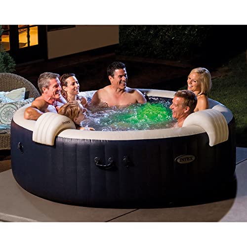 INTEX 28431EP PureSpa Plus Bubble Massage Spa Set: Includes Energy Efficient Spa Cover β 2 Contoured Headrest β LED Light β 6 Person Capacity β 85" x 28"