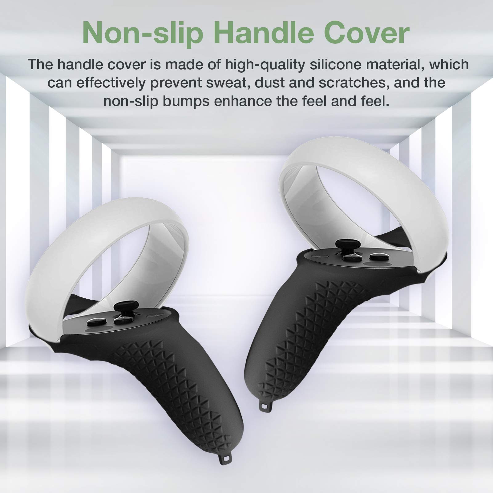 Elie&Eason Quest Vr Cover Set,Cover Set for Oculus Quest 2,Touch Controller Grip Cover,Quest Lens Cover,Lens Protect Cover for Oculus Quest 2,Anti-Throw Sweatproof Handle Protective Sleeve