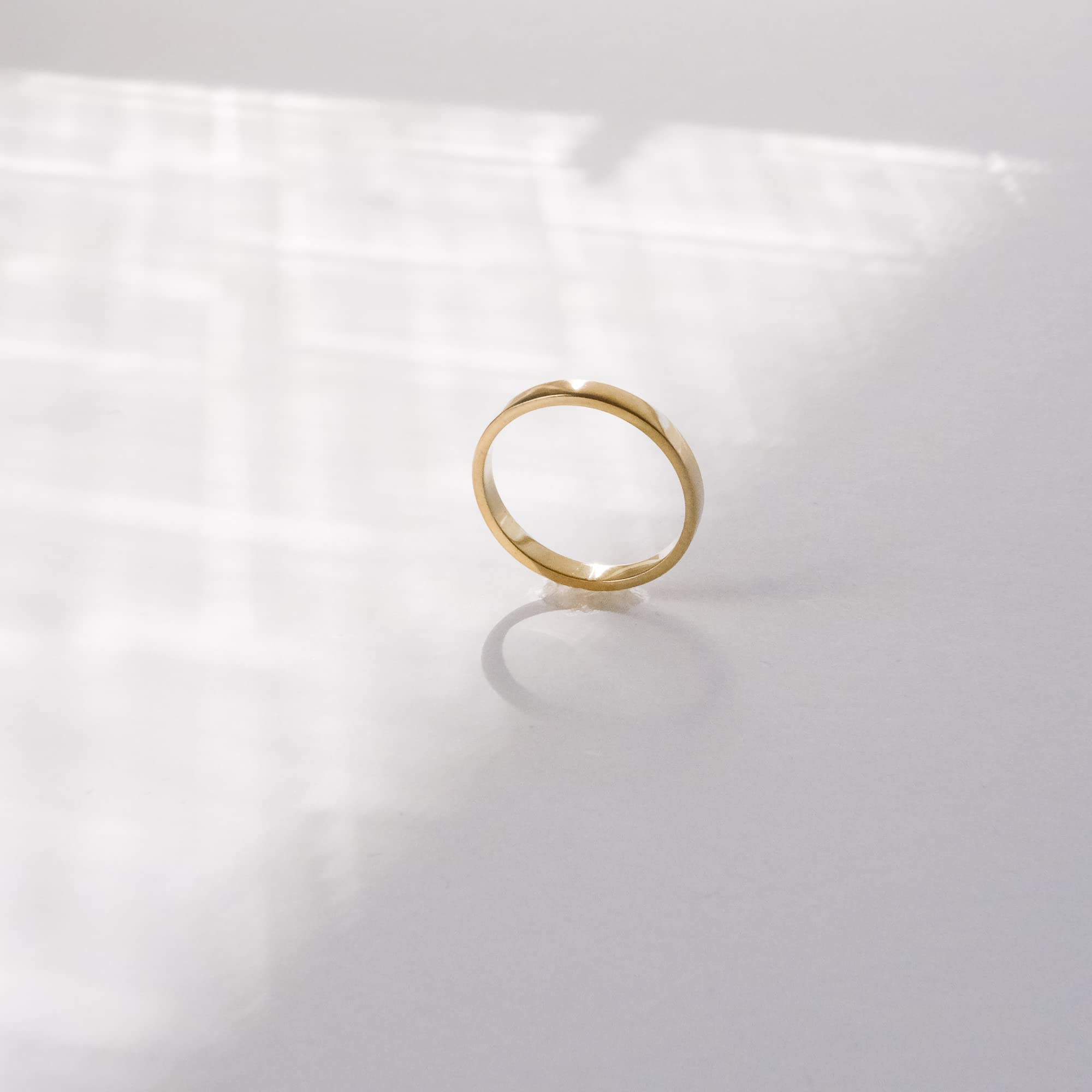 espere Simple Flat Band Ring 2.5MM Wide Bold Stacker | Classic Fine Stacking Ring 18K Gold Plated in Sterling Silver | Statement Ring for Women Jewelry Gift Size 6