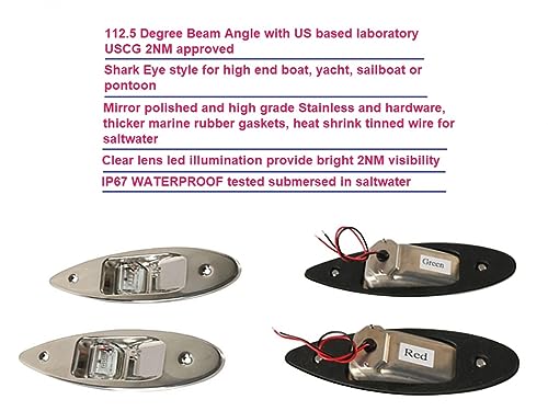 Marine Boat Navigation Lights, LED Bow Light, Boat Navigation Lights Red and Green, Vertical Mount Sidelight, 12 V, 2NM