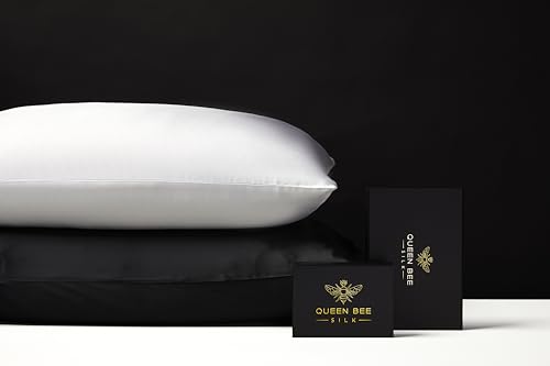 QUEEN BEE SILK - Silk Pillowcase for Hair and Skin - 22 Momme Mulberry Silk - Charmeuse Weave - Envelope Closure - Standard Size - Pink