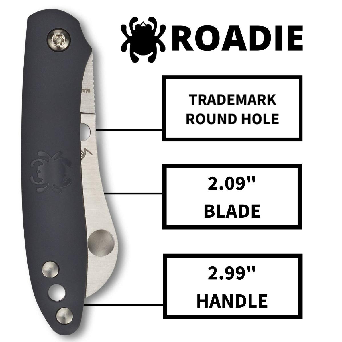 Spyderco Roadie Non-Locking Lightweight Knife with 2.09" N690Co Stainless Steel Blade and Durable Gray FRN Handle - PlainEdge - C189PGY