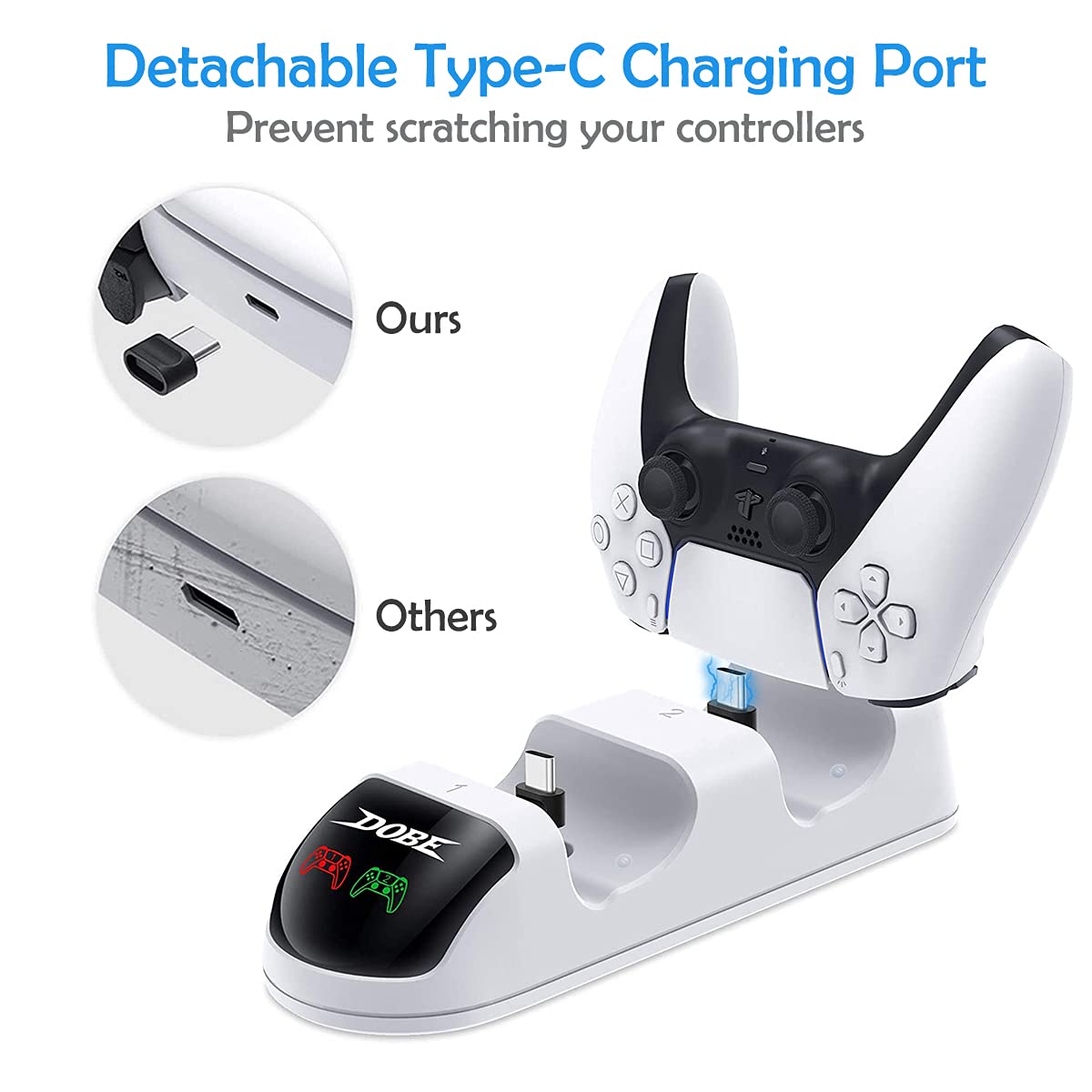 EGM PS5 Charging Station Dual Controller Charging Stand,PS5 Charging Station White Led Indicator,Suitable for Sony Dualsense Controller,PS5 Upgraded On/Off Switch,PlayStation 5 Console for Family