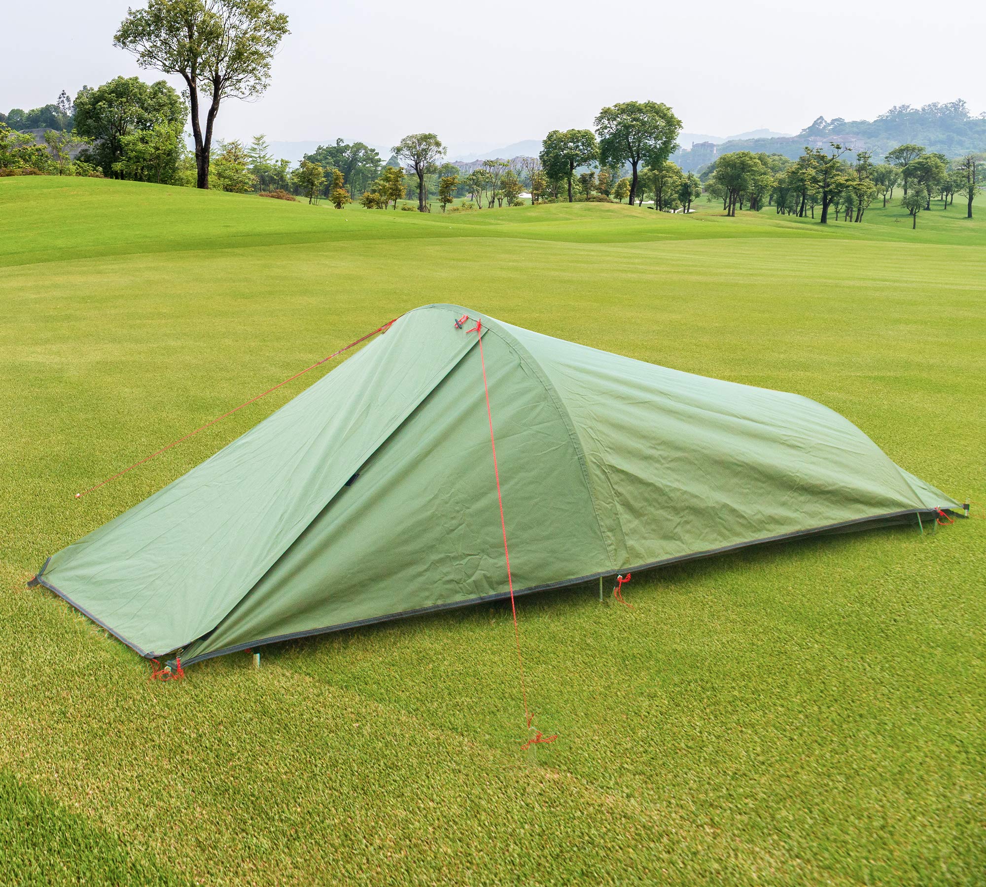 Fltom Single Person Camping Tent, One Person Lightweight Bivy Tent with Net Mesh for Hiking Mountaineering Backpacking Travel