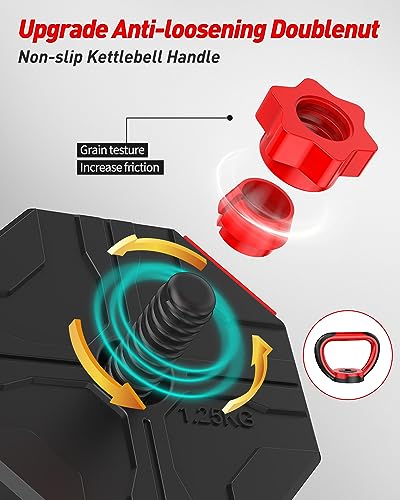 Loupusuo Adjustable Dumbbell Set 55LBS/70LBS Free Weights Set with Connector, 4 in1 Dumbbells Set Used as Barbell, Kettlebells, Push up Stand, Fitness Exercises Home Gym Workouts for Men/Women(55LBS)
