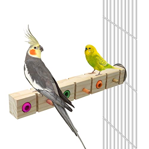 Parrot Bird Wood Perch Platform Corner Stand Shelf for Birds Budgie Parakeet Cockatiel Conure Cockatoo Macaw(F)