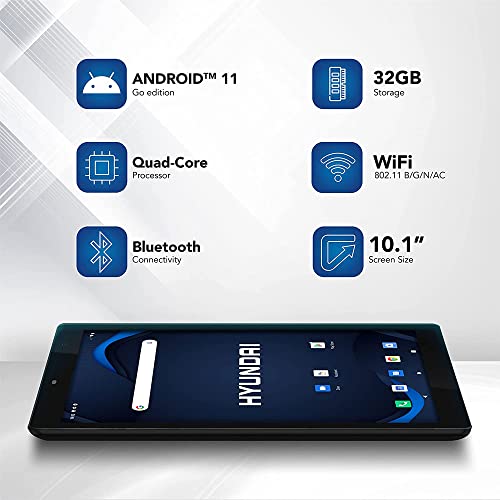 HYUNDAI HT10WB2MSG01 HYtab Plus 10WB2 10" Tablet, HD IPS, 3GB/32GB, Space Grey Bundle with Hard Shell EVA 10 inch Case, Deco Gear Screen Protector, Stylus Pen and Deco Gear Tablet Stand