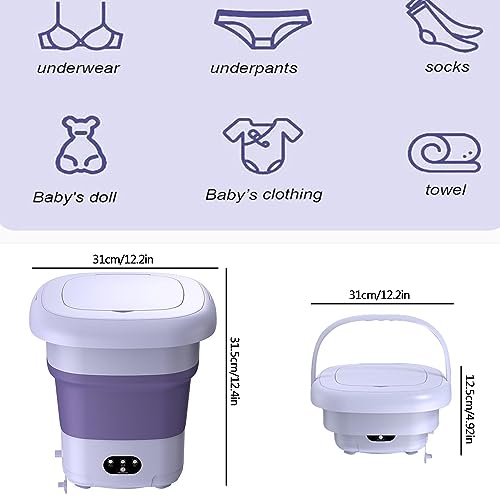 EUUZU Small Portable Washing Machine, Mini Washer 9L High Capacity with 3 Modes Deep Cleaning, Foldable Washing Machine Ultrasonic Turbine for Apartments, Dorms and Travel