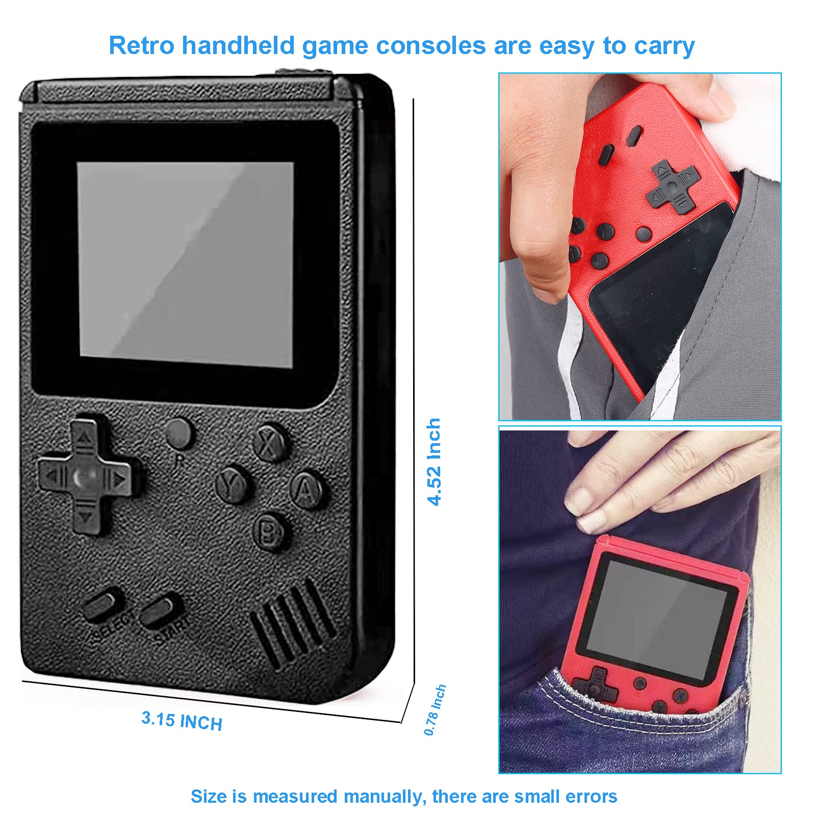 Handheld Game Console-Portable Retro Video Game with 400 Classic FC Games, 2.8 Inch Color Screen, Support TV Connection & Two Players, 1020mAh Rechargeable Battery Present.Christmas gift,Birthday gift