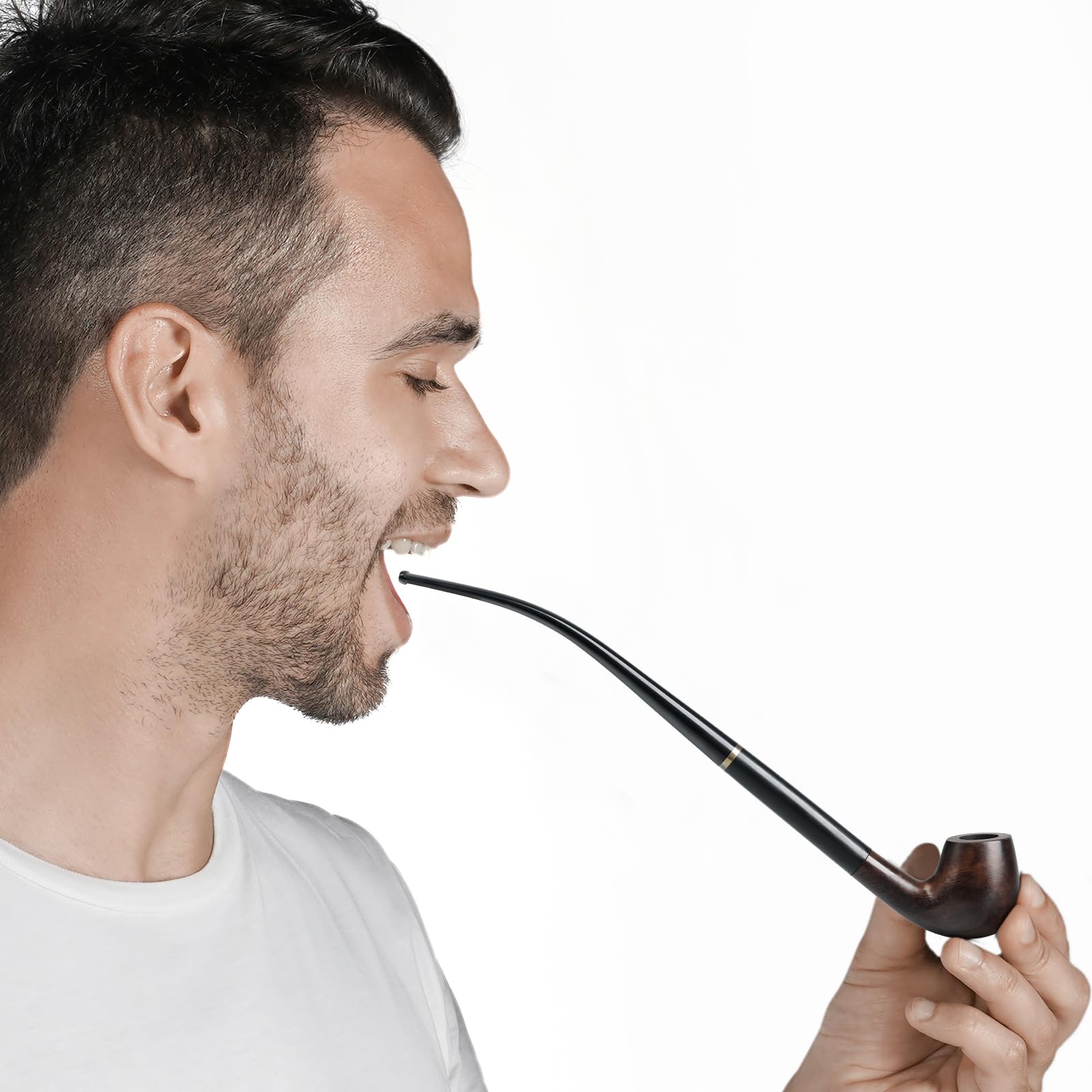 Extended Tobacco Pipe 12" Smoking Pipe Ebony Churchwarden Pipe Gandalf Pipe for 9mm Pipe Filters with Wood Pipe Guide Book