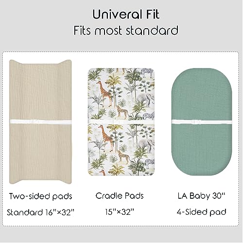 Dormlony Organic Cotton Ultra Soft Muslin Changing Pad Cover,Change Table Pad Covers Fit 34×16inches for Boys and Girls (Rainforest Pattern)