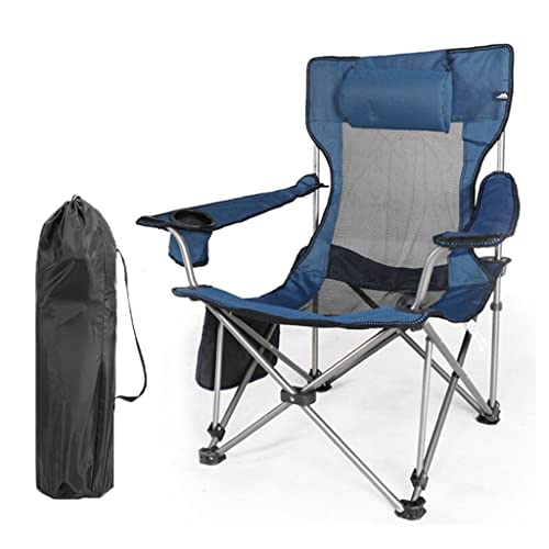 FHDGH Adults Heavy Duty Portable Folding Camping Chair with Cup Holder Pillow and Carry Bag (Color : E, Size : As Shown)