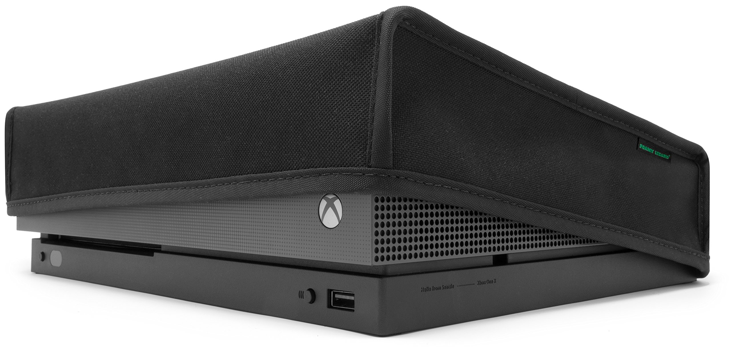 Dust Cover for XBox One X by Foamy Lizard – THE ORIGINAL MADE IN U.S.A. TexoShield premium ultra fine soft velvet lining nylon dust guard with back cable port (Horizontal)