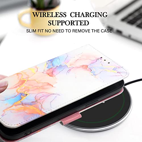FTRONGRT Case for Tecno Pop 5, with Mobile Phone Holder, Fall-Proof, Suitable for Tecno Pop 5 Folding Mobile Phone Leather Protective Shell.Galaxy Marble White