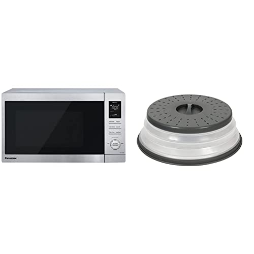 Panasonic NN-SV79MS 1.4 cu.ft Smart Inverter Compatible with Alexa Countertop Microwave Oven 1200Watt Power with Genius Sensor Cooking & Tovolo Vented Collapsible Medium Microwave Cover (Charcoal)