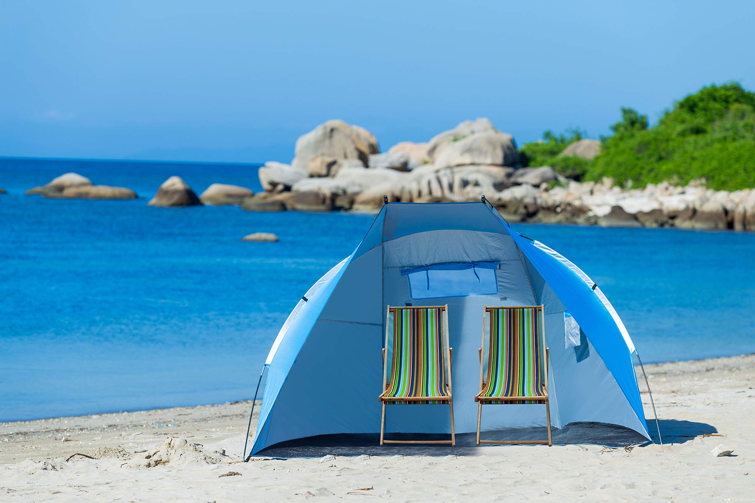 Extra Large Beach Cabana Tent Sun Shelter Sunshade Outdoor Portable UPF 50+, 94.5" L x 47.2" W x 55" H,Light Blue (Blue)