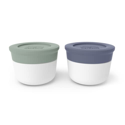 monbento - Lunch Box Sauce Containers MB Temple S Natural - Tiny Leak-Proof Containers - Reusables - For Work Lunch Packing - Suitable for Bento Box MB Original & MB Square - Green & Blue