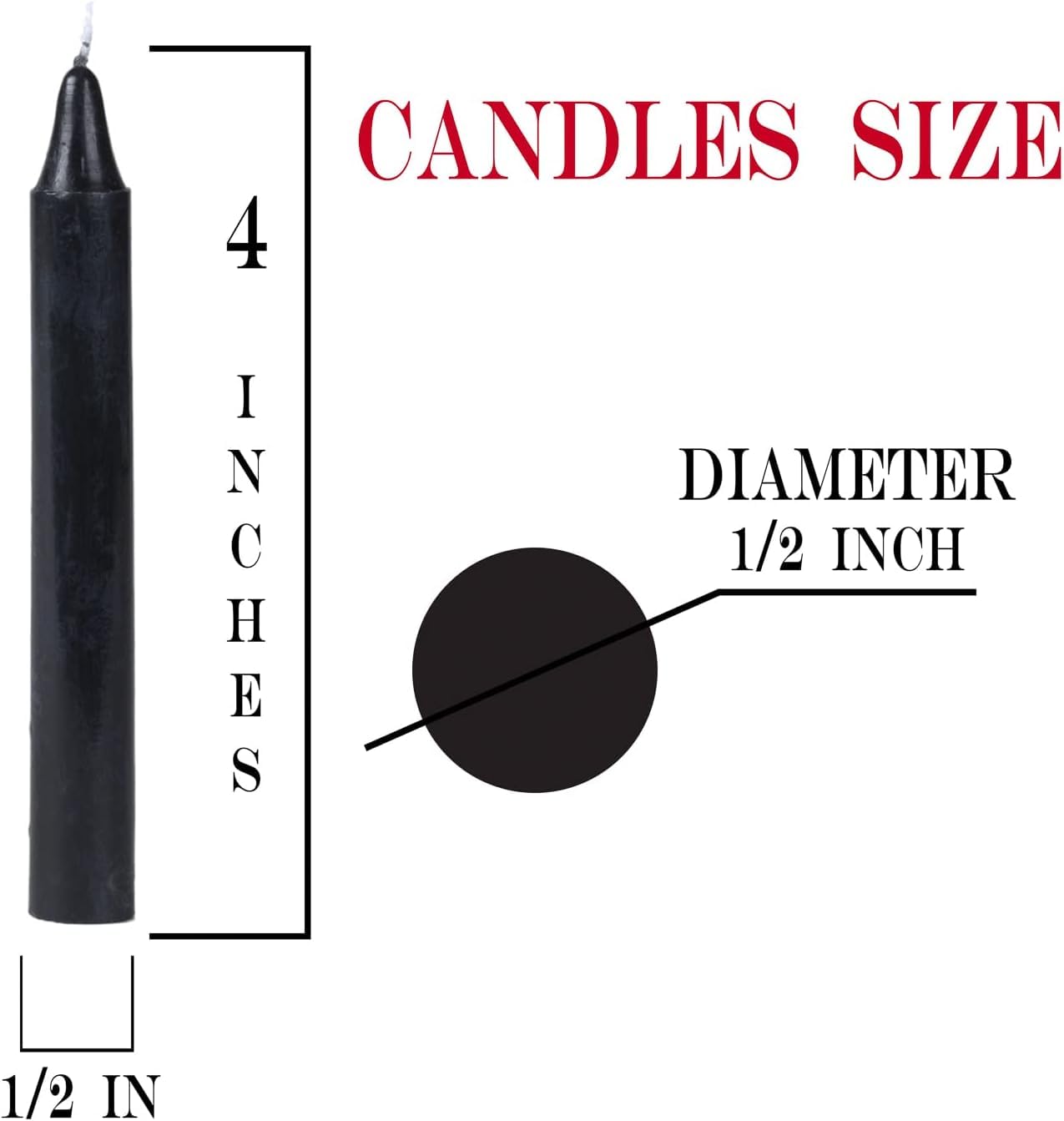 NORDICO Candlelights 100 pcs Bulk Black Candles-Magic Ritual Small Mini Spell Chime Candles-for Pagan and Witchcraft Altars-4 inch X 1/2 inch Diameter