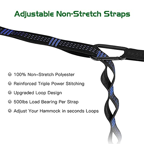 Fuegobird Heavy Duty Outdoor Hammocks, Nylon Parachute Material 330lbs, Portable Carrying Bag with 2 Hanging Straps, Camping, Hiking, Travel
