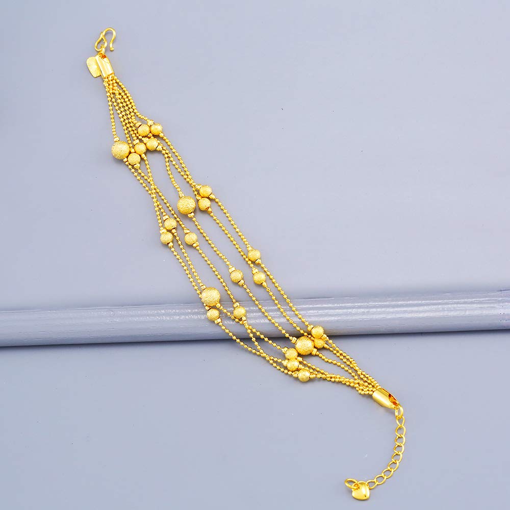 Ethlyn 18K Gold Plated Beads Bangles Bracelets Party Accessories for Women Girls Gifts (H)