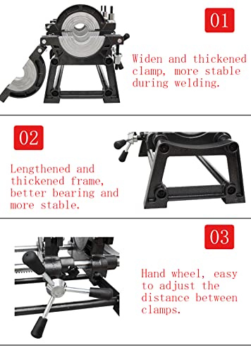 INTSUPERMAI Pipe Fusion Welder 4 Clamps Electric Tube Butt Fusion Machine Pipe Welding Machine PP PE PB PVDF Butt Fusion Welding Machine 110V 2.48"-6.30" (63-160mm) with Digital Heating Plate