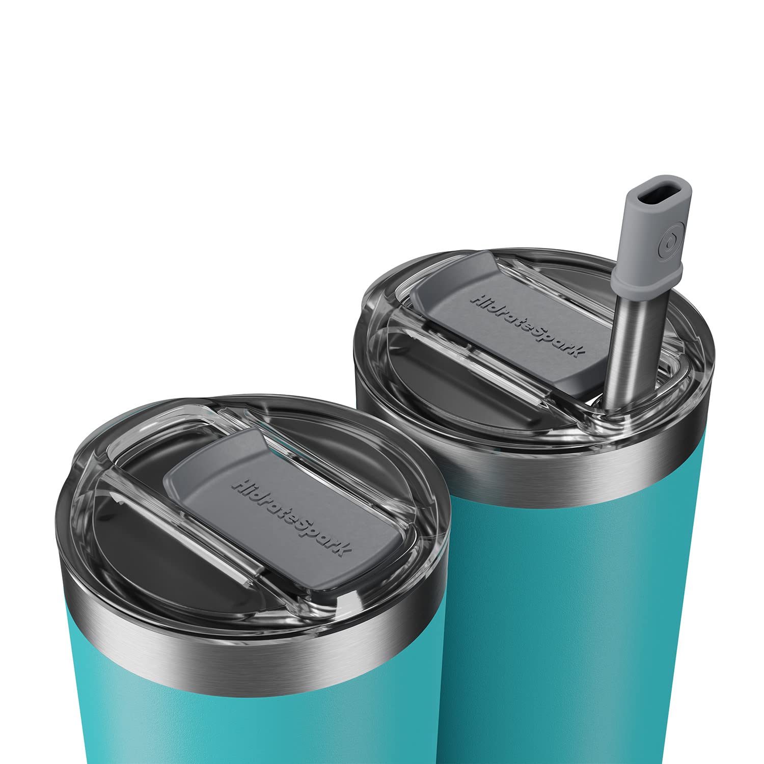 Hidrate Spark PRO Smart Tumbler with Lid & Straw β Insulated Stainless Steel β Tracks Water Intake with Bluetooth, LED Glow Reminder When You Need to Drink β 20oz, Sea Glass