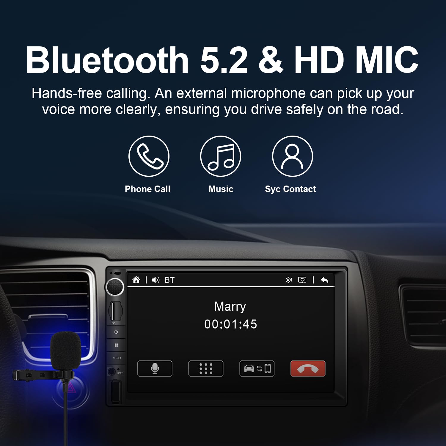 Double Din Car Stereo with Backup Camera, 7 Inch Touchscreen Car Stereo Radio Support Mirror Link, AM/FM/TF/USB/AUX, Multimedia Car Audio Receivers with Steering Wheel Control