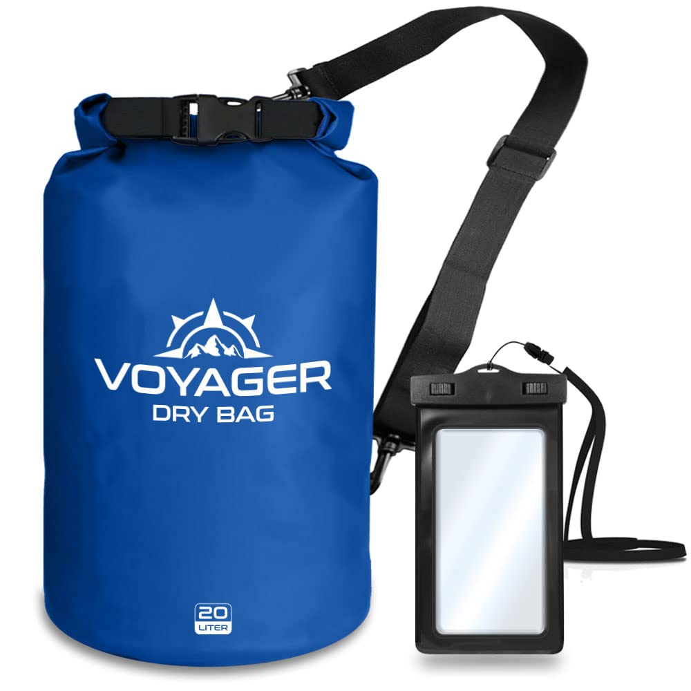 EcoGear FX Waterproof Dry Bag - Voyager Series Durable Roll Top Compression Bag for Kayaking, Rafting, Boating, Fishing and Camping - Phone Case Included - 10L