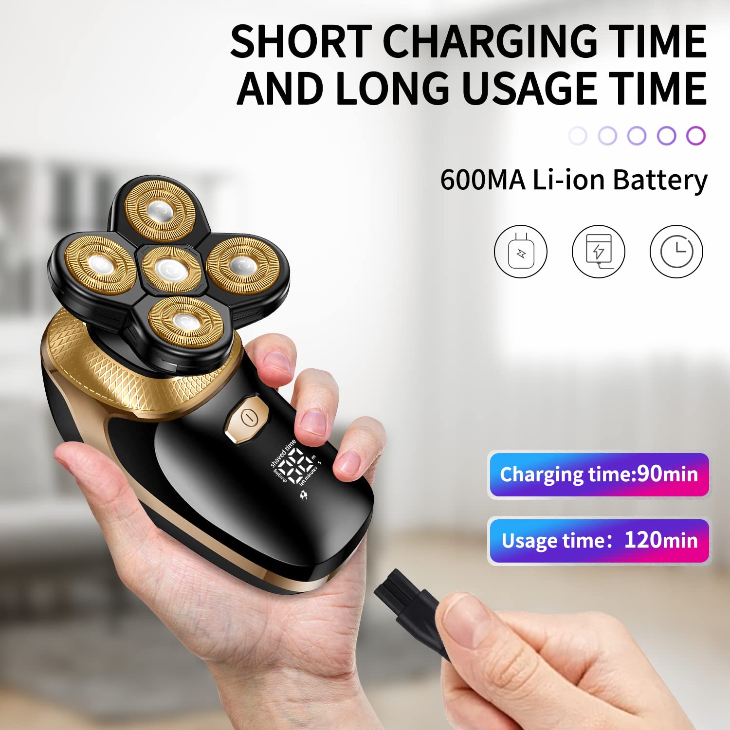 DOTSOG Electric Shaver Razor for Men,Waterproof 5D Floating Head Shaving Bald Head Shaver 5 in 1 Grooming Kit Beard Trimmer with Pop-up Trimmer Waterproof USB Fast Charging