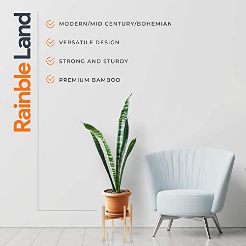 RainbleLand - Adjustable Tall Plant Stand - Mid Century Modern Plant Stands Indoor- Corner Plant Holder for Pot- Fits 8" to 12" Pot Stand (No Pot Included)
