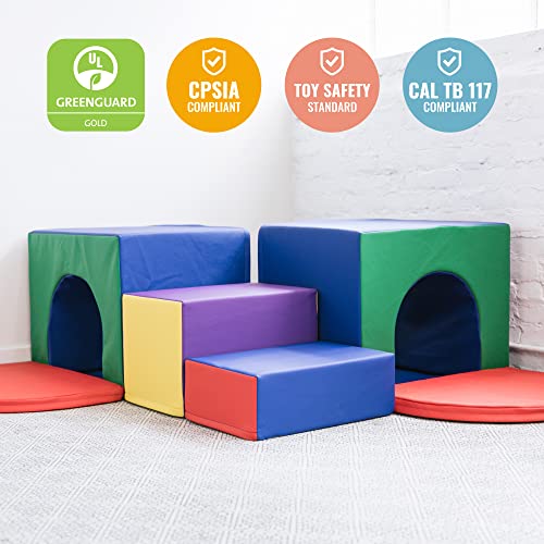 ECR4Kids SoftZone Corner Tunnel Maze, Toddler Playset, Assorted, 7-Piece