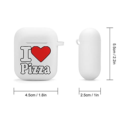 I Love Pizza Silicone AirPods Case Protective Cover Compatible with AirPods 2 & 1 with Keychain