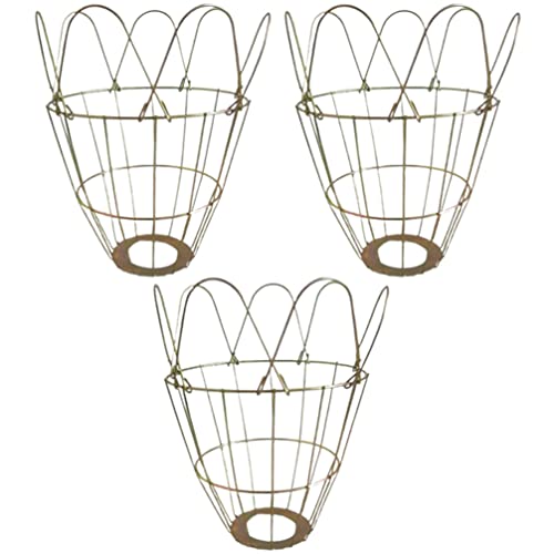 PATKAW 3 Pcs Industrial Vintage Style Light Cage Antique Lamp Holders Reptile Heat Lamp Guard Metal Lamp Shade for Pets Reptile Terrarium Lizards Golden