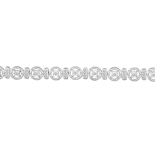 Fifth and Fine 1 Carat tw Natural Diamond Halo Tennis Bracelet in 925 Sterling Silver