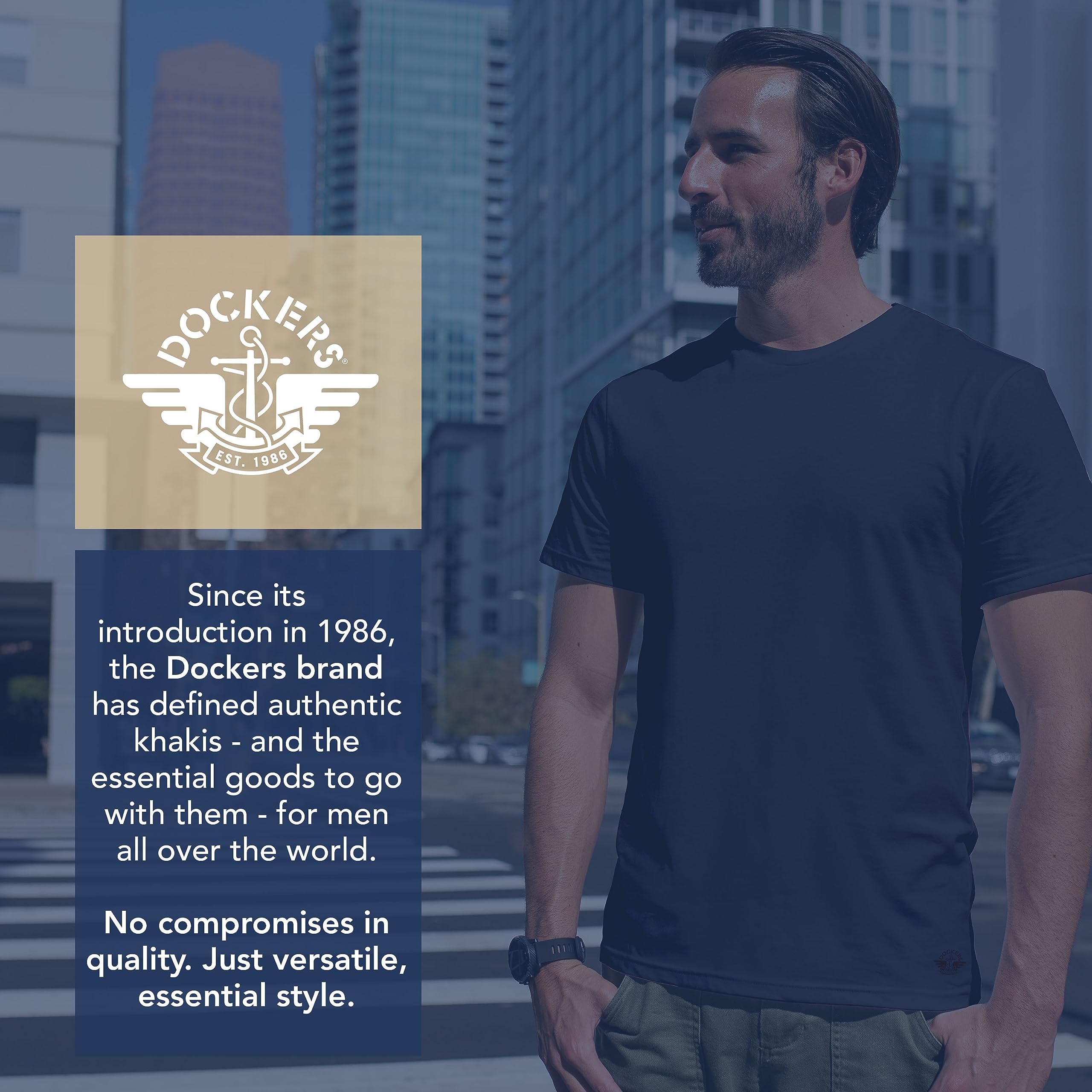 Dockers Mens Undershirts 4 Pack Mens Lightweight T Shirt Crew Neck Undershirt, 100% Cotton