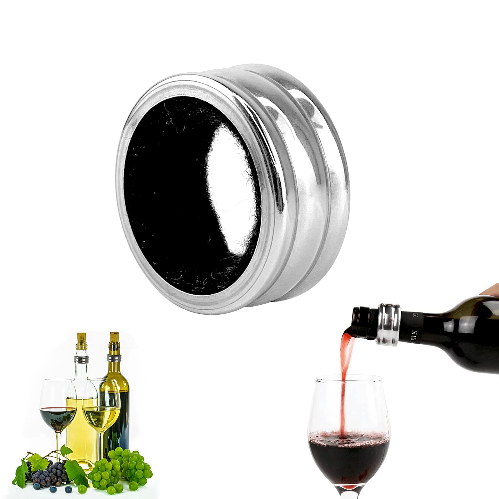 JLTPH Wine Bottle Collars Stainless Steel Red Wine Bottle Collar Alcohol Ring Stop Ring Silver Plated Wine Drip Ring