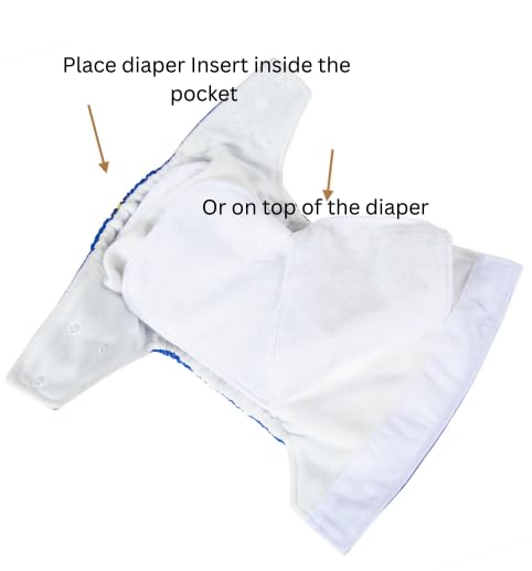 KaWaii Baby Overnight Nighttime Cloth Diapers- 6 One Size Heavy Wetters with 12 Highly Absorbent Inserts, Leakfree, Reusable Nappies for Babies 8-36 lbs